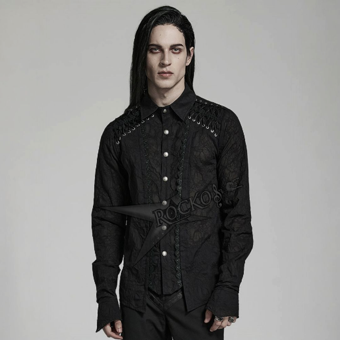 GOTH SHIRT SPIDER MESH PRINTING - Rockos Online Store