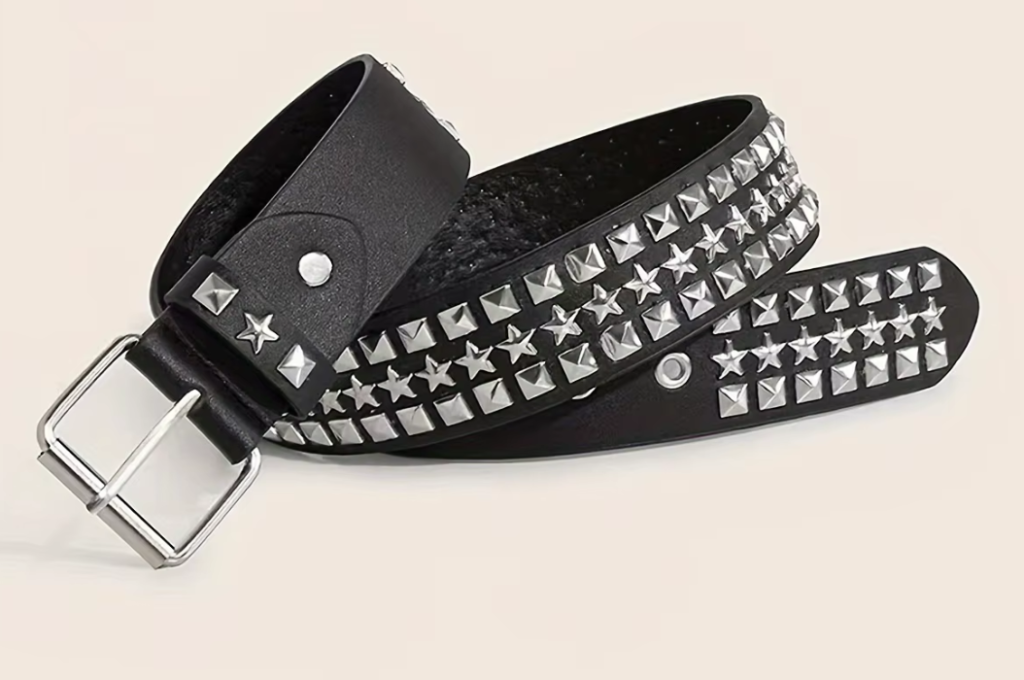 BLACK BELT WITH STAR & PYRAMID STUDS - Rockos Online Store